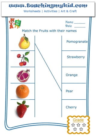 Printable worksheet english fruit - teachingmykid.com