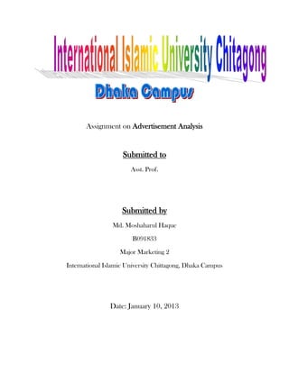 Print advertisement analysis assignment by shaon from iiuc | DOCX