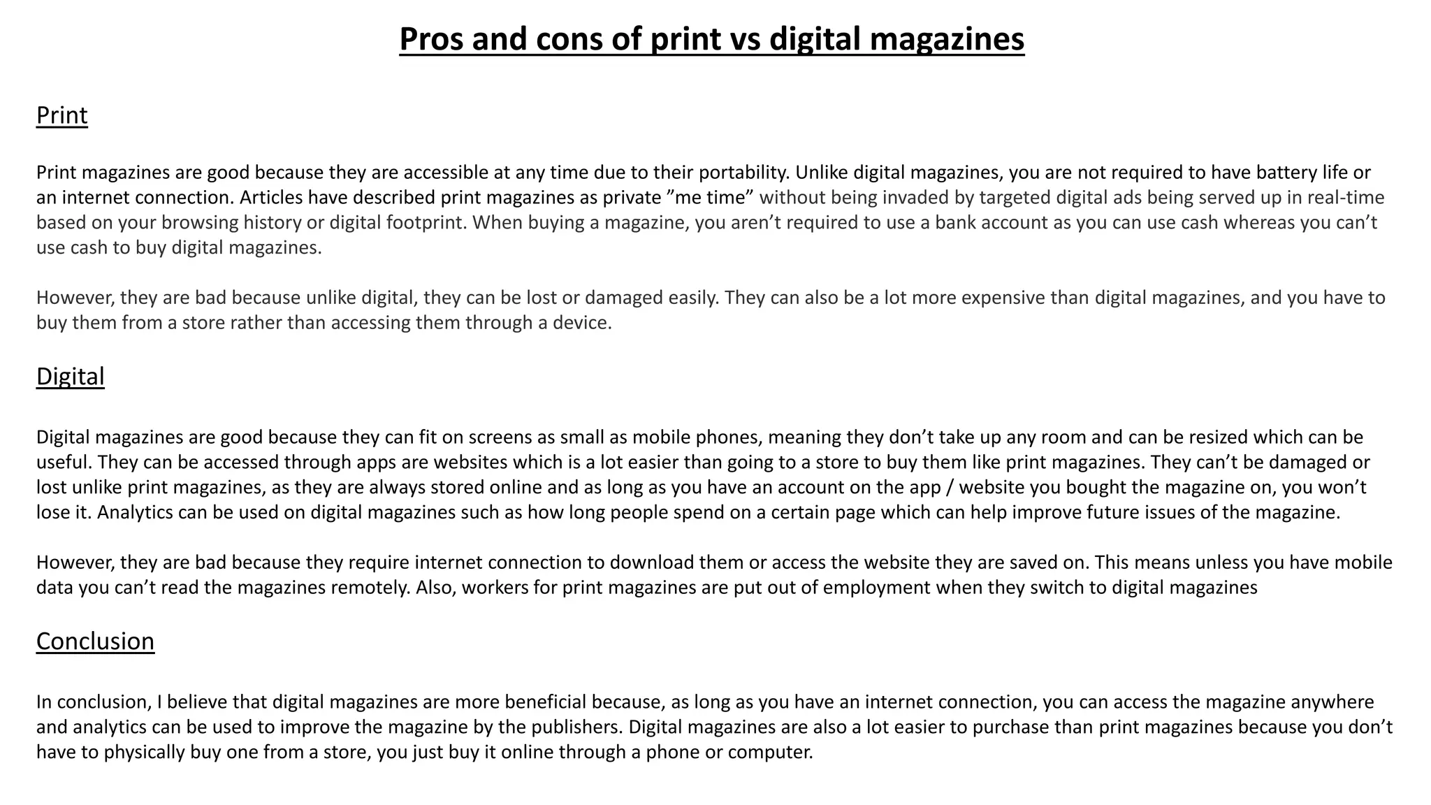Print and digital magazine assignment | PPT