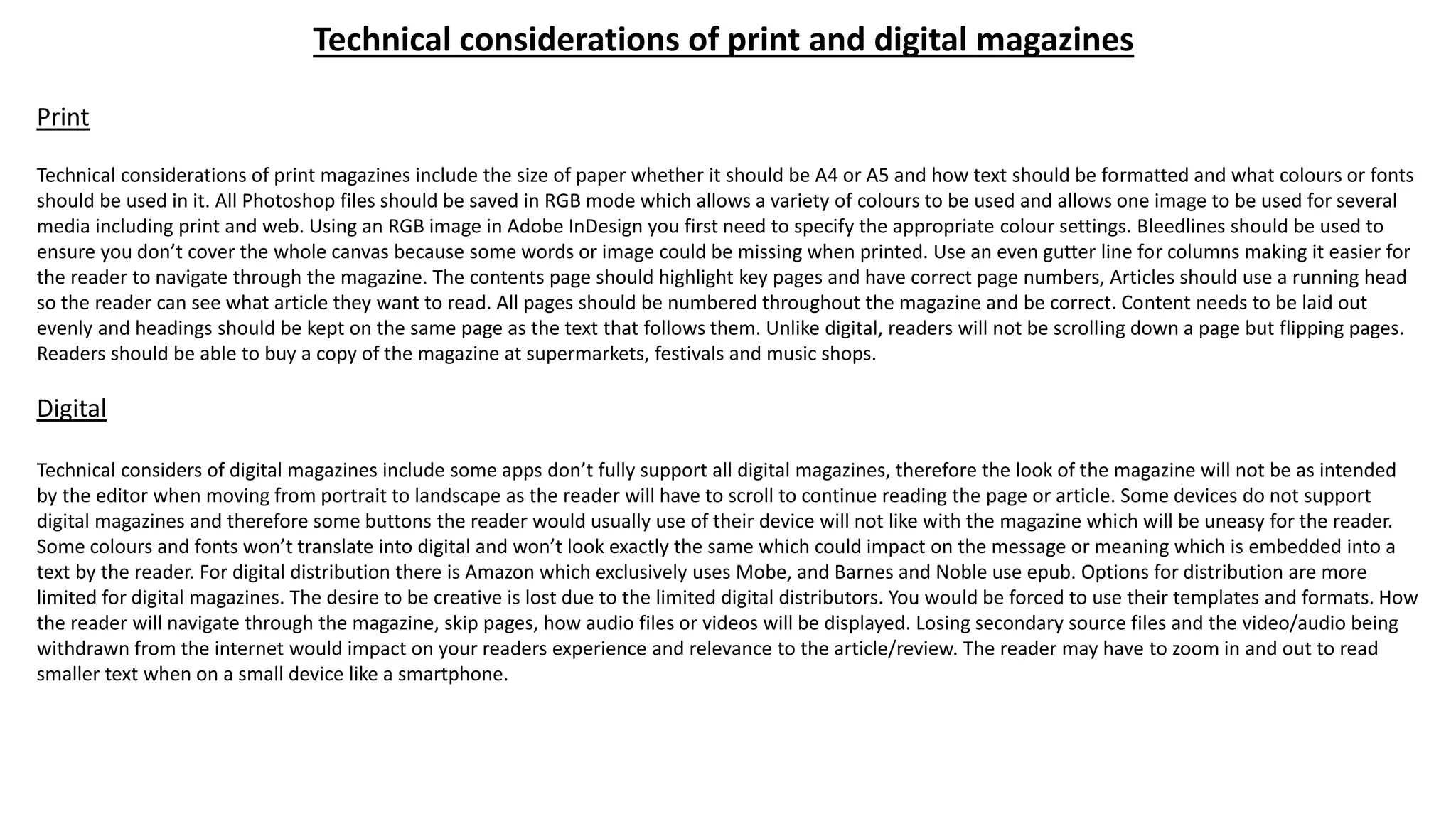 Print and digital magazine assignment | PPT