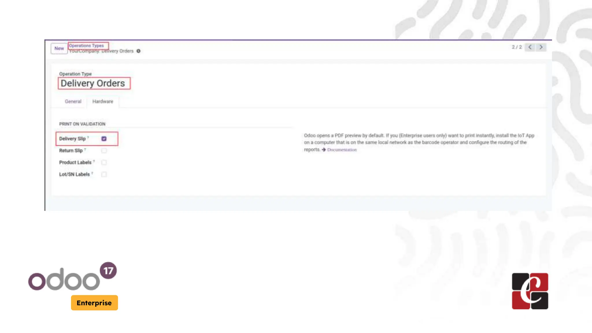 Print at Operation Type in the Odoo 17 ERP | PPT