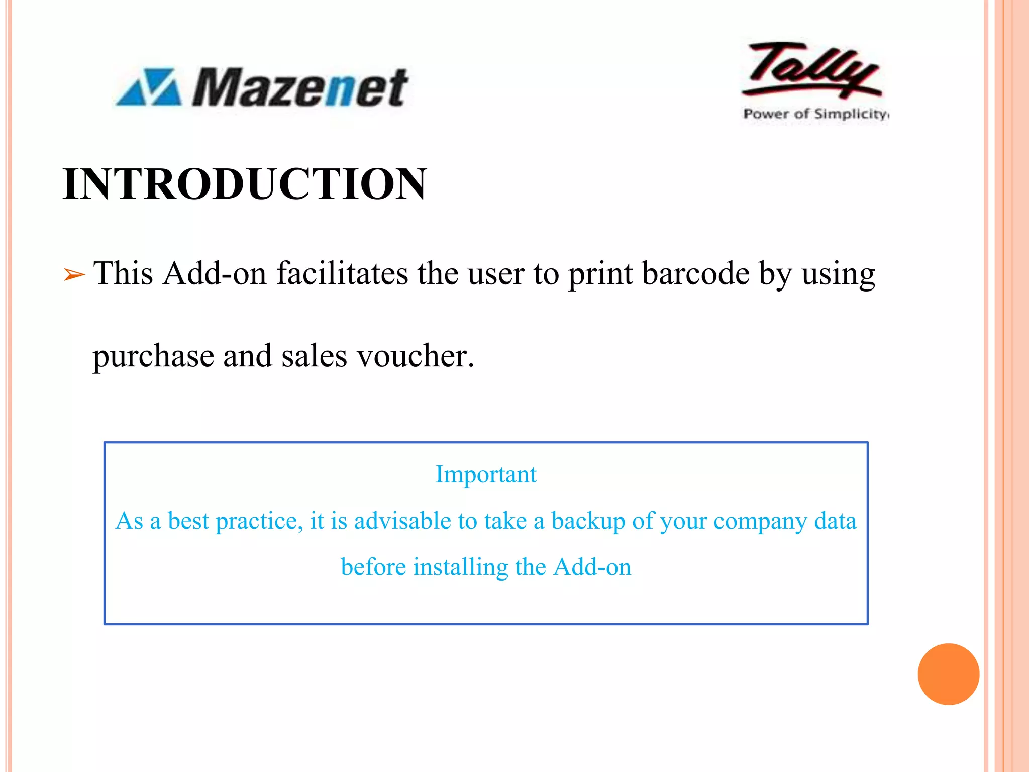 Print barcode using voucher- Mazenettechnologies | PPTX