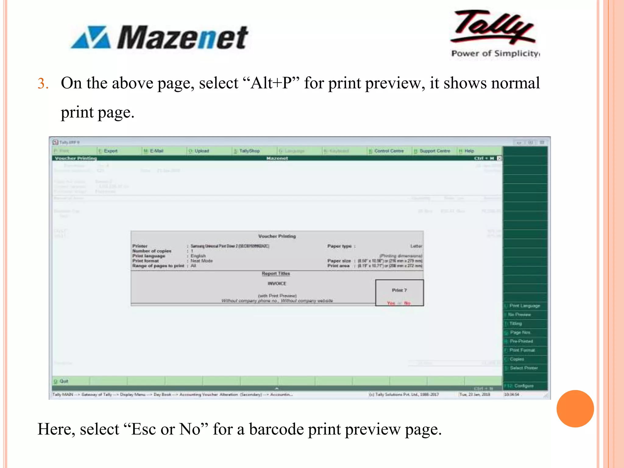Print barcode using voucher- Mazenettechnologies | PPTX