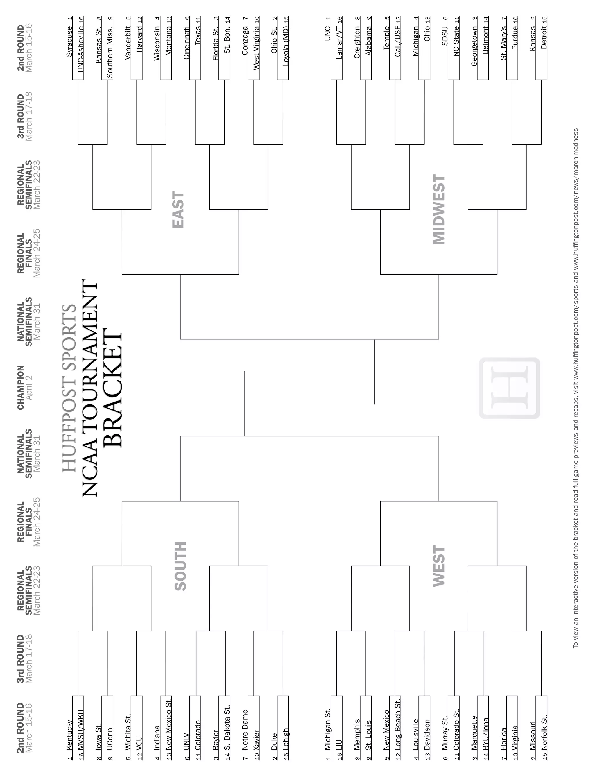 Print bracket | PDF | College Basketball | College Sports