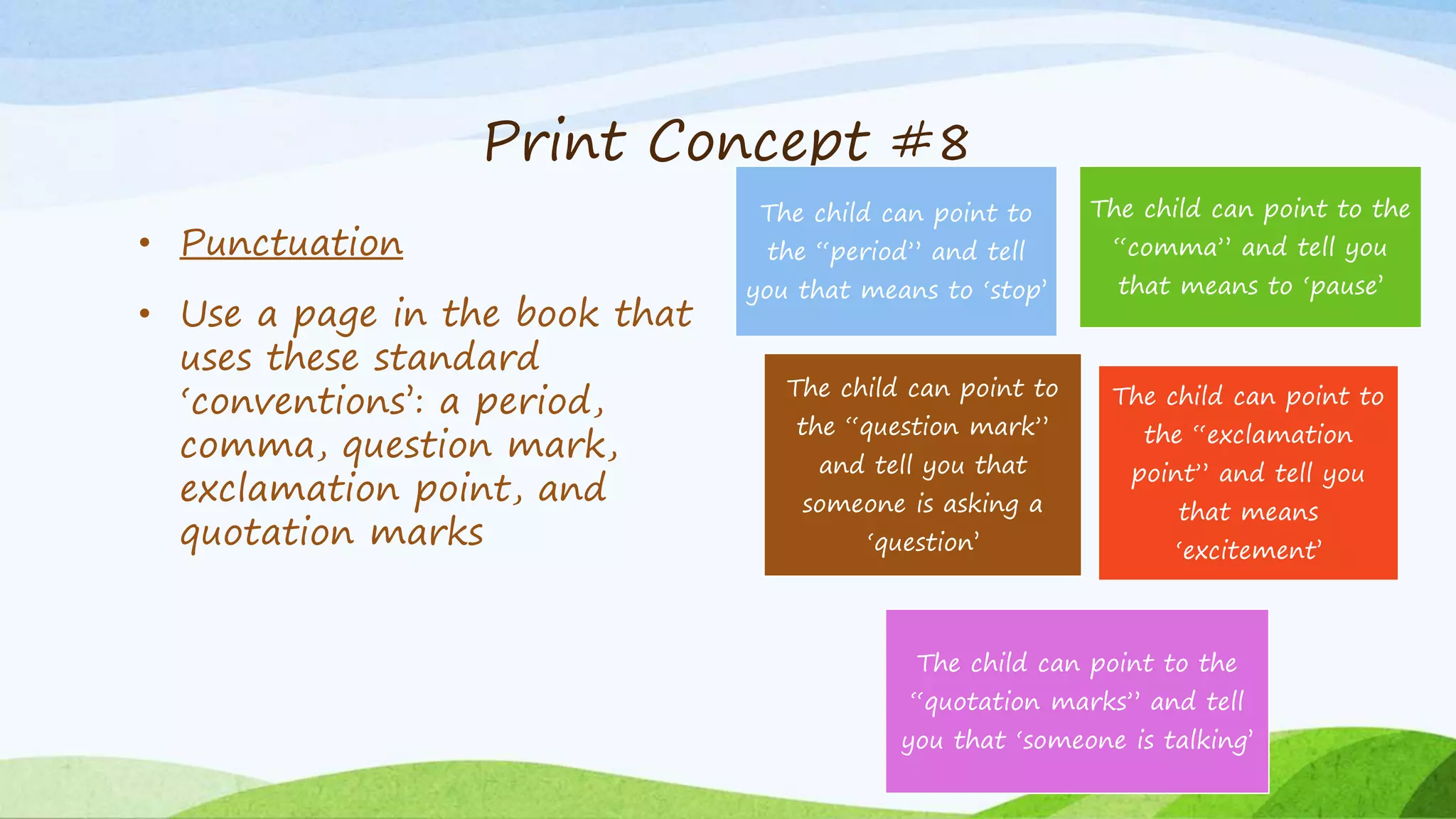 Print concepts-Kindergarten Common Core Benchmarks | PPTX
