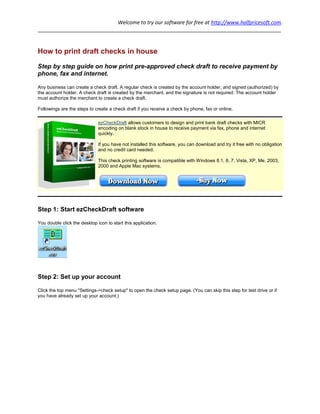 How to Print Draft Check To Receive Check by Phone and Fax | PDF