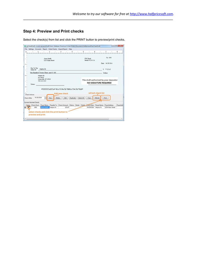 How to Print Draft Check To Receive Check by Phone and Fax | PDF | Free ...