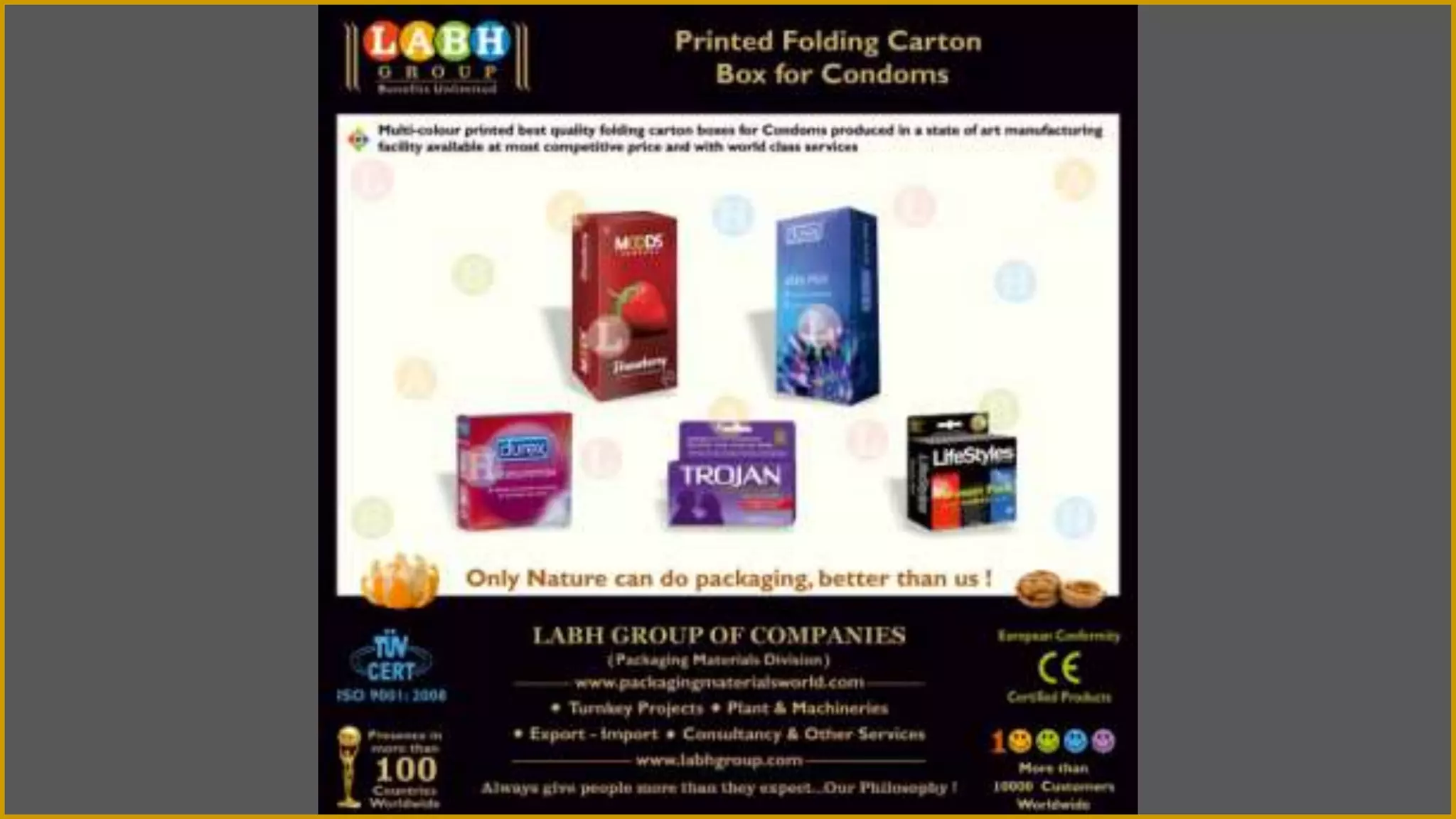 Printed Folding Carton Box For Condoms Ppt