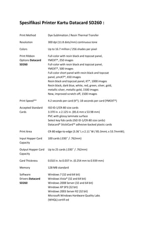 Printer datacard sd260 | PDF