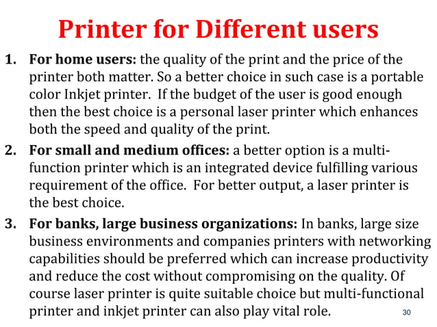 Introduction to Printers | PPT | Desktop Publishing | Computer Software ...