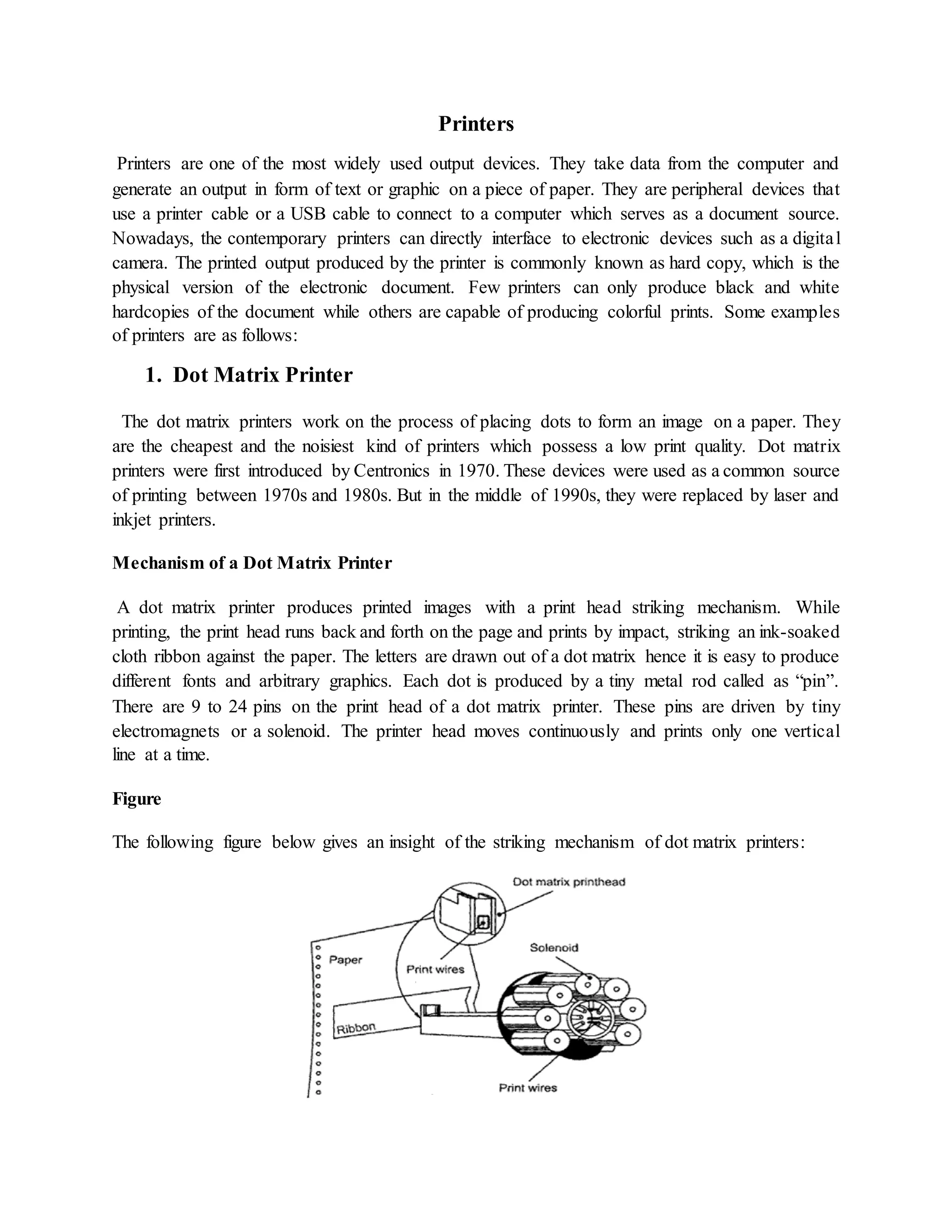 Printers and its types | DOCX