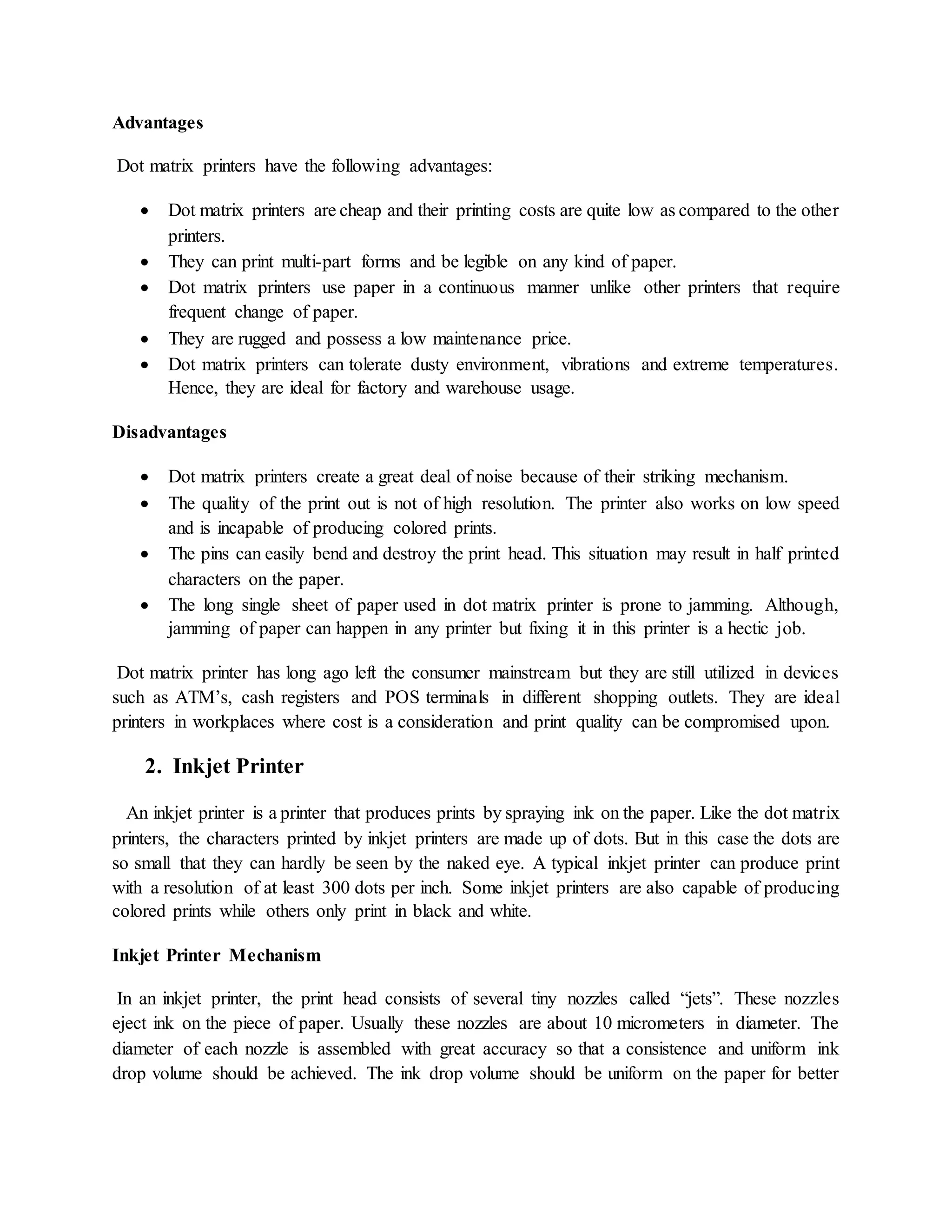 Printers and its types | DOCX