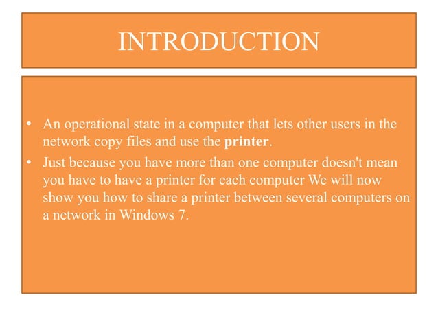 Printer sharing | PPTX | Computer Peripherals | Computing