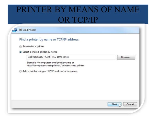Printer sharing | PPTX | Computer Peripherals | Computing