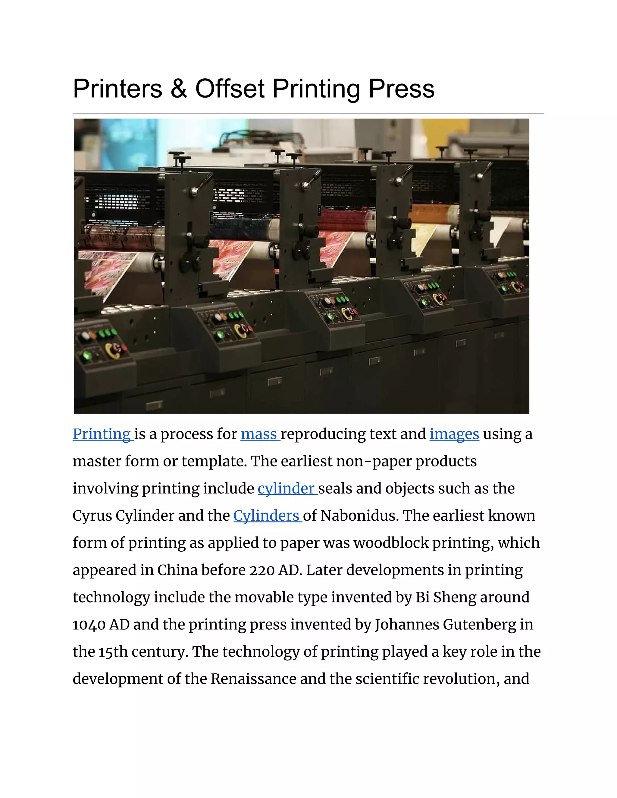 Printers & offset printing press | PDF