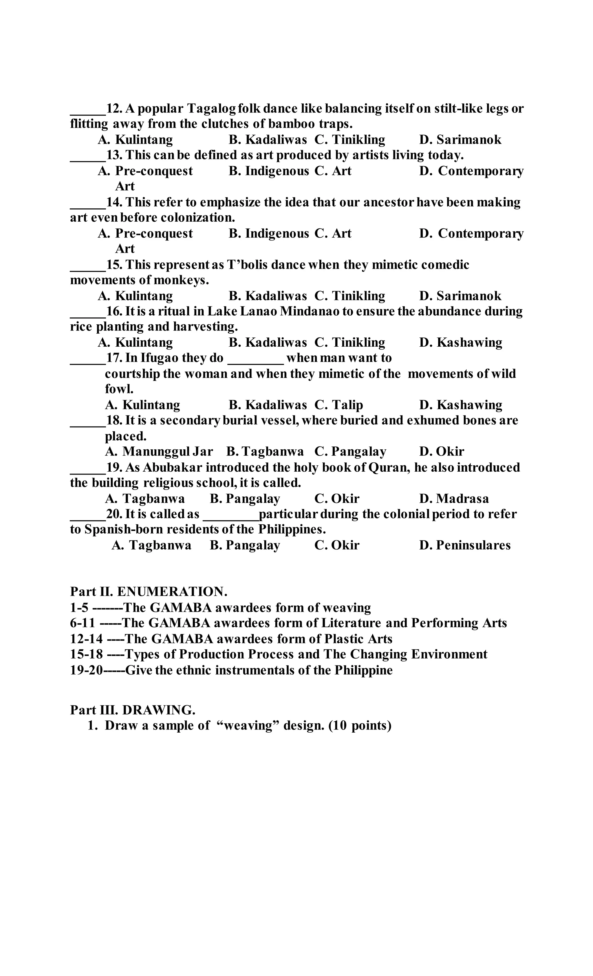 exam contemporary | DOCX