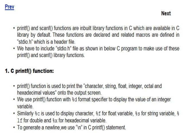 Printf and scanf | PPTX | Programming Languages | Computing