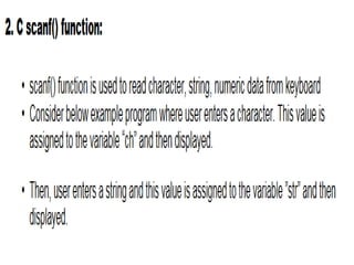 Printf and scanf | PPTX | Programming Languages | Computing