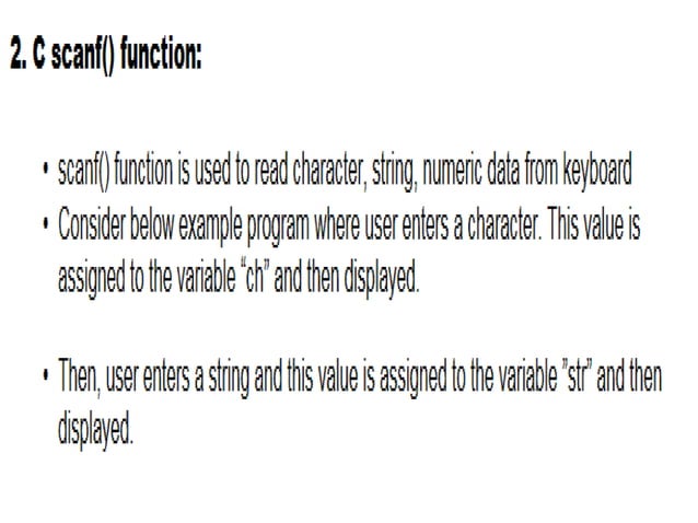 Printf and scanf | PPTX | Programming Languages | Computing