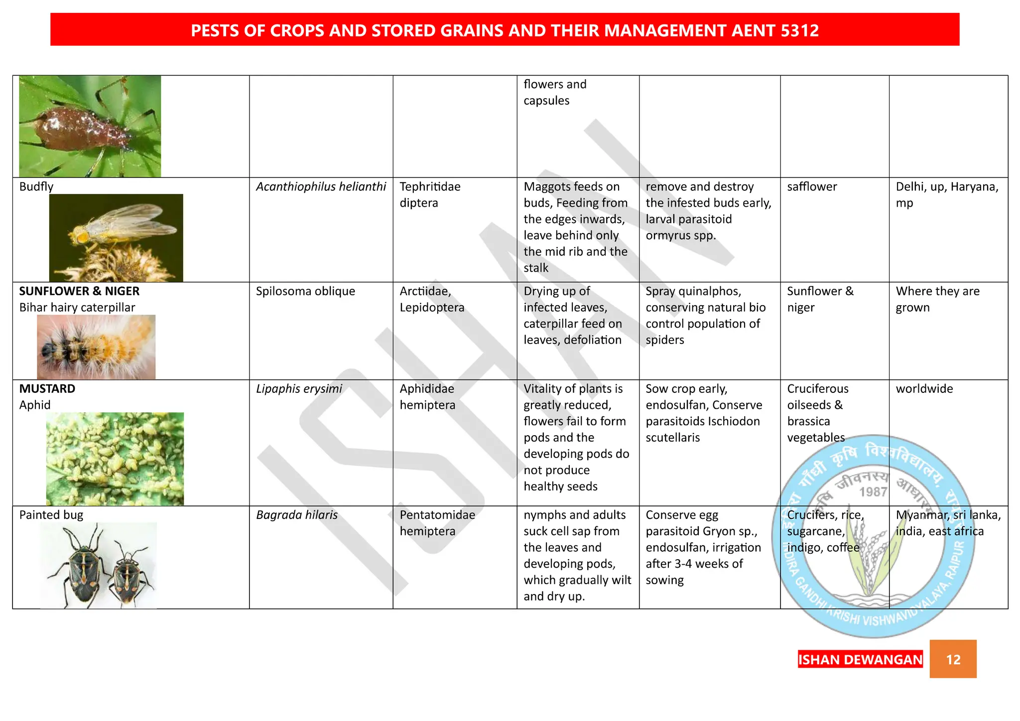 QUICK BOOK ON PESTS OF CROPS AND STORED GRAIN AND THEIR MANAGEMENT ...