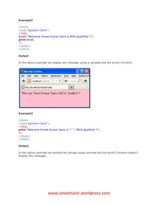 Print function in PHP | PDF | Web Development | Internet