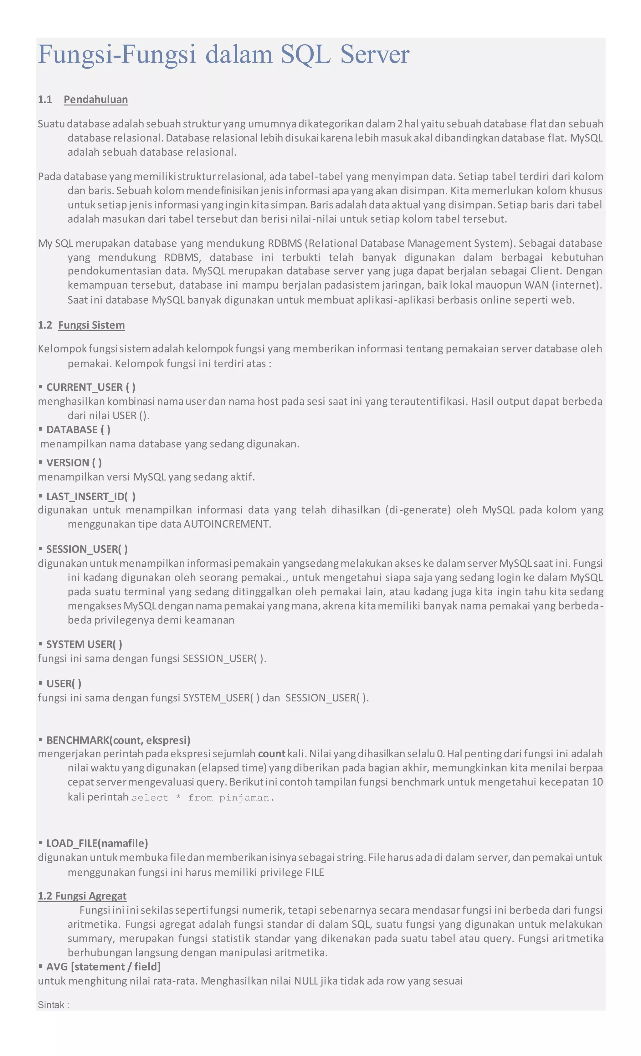 mengenal fungsi-fungsi diSQL Server | PDF