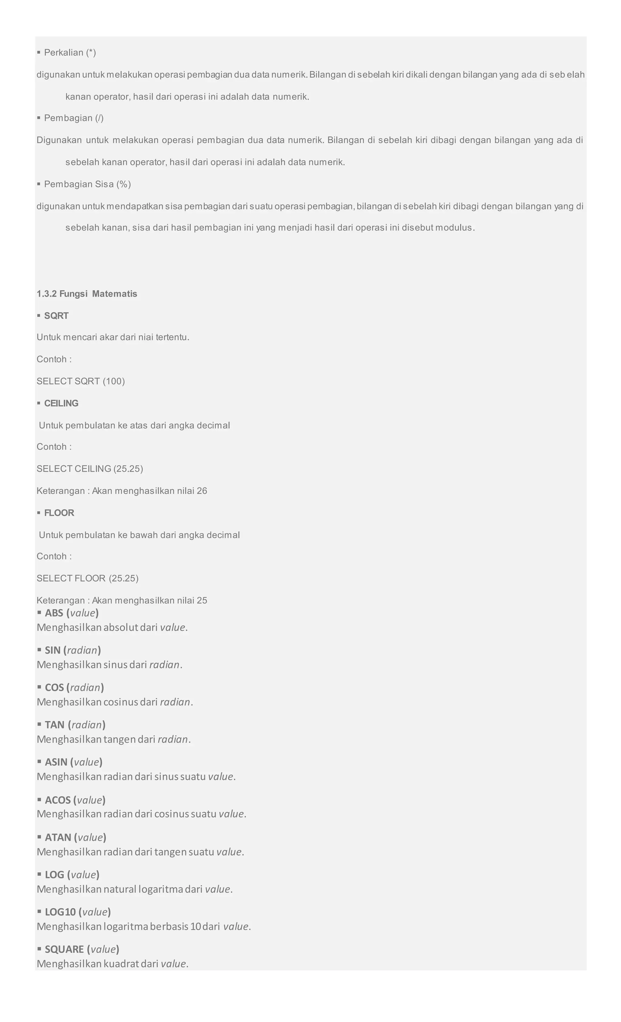 mengenal fungsi-fungsi diSQL Server | PDF