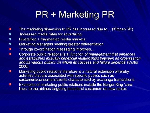 Pr in the marketing mix | PPT