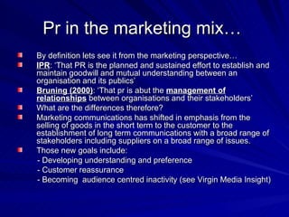 Pr in the marketing mix | PPT