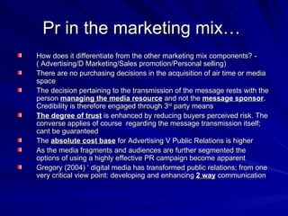 Pr in the marketing mix | PPT