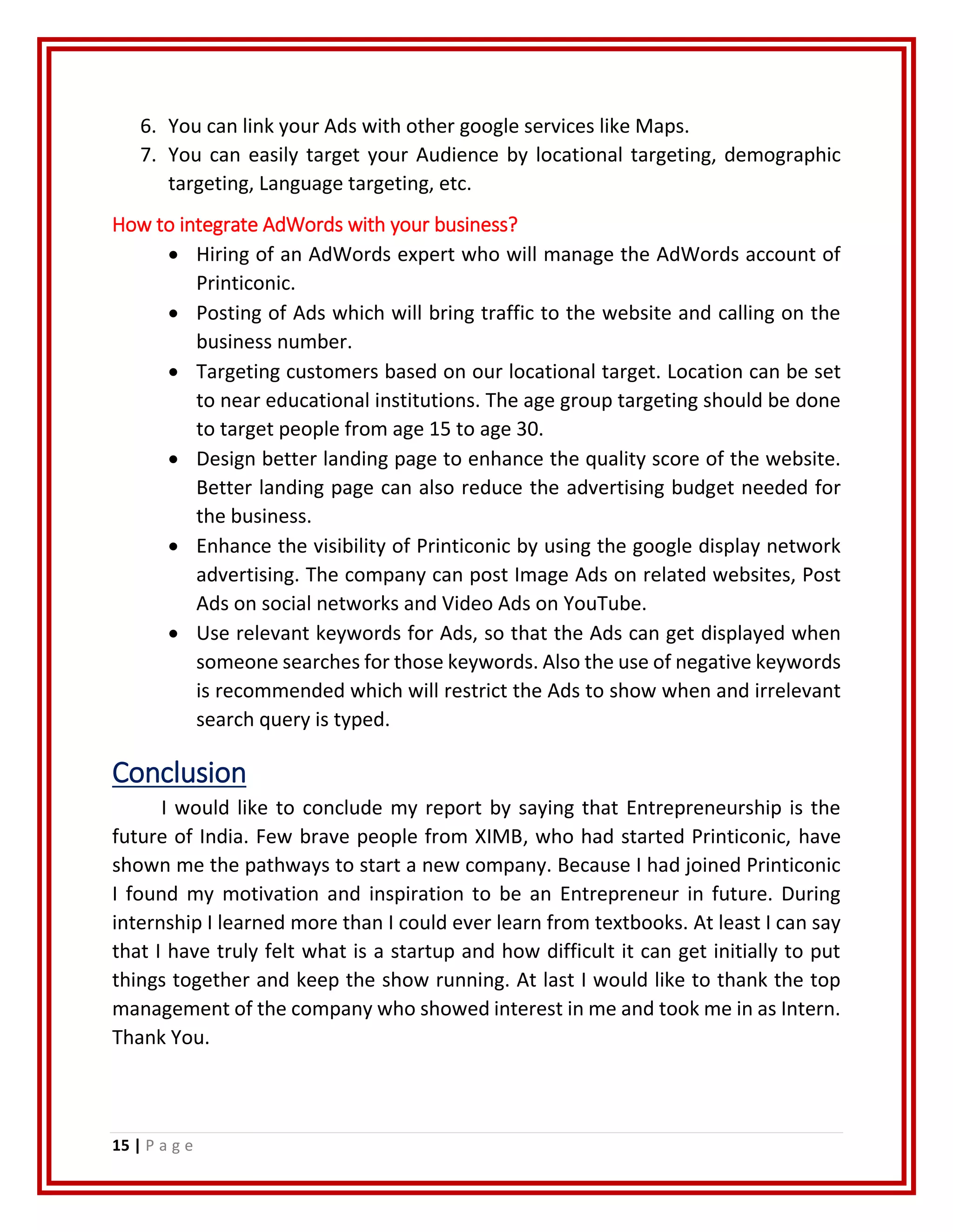 Summer Internship Report @ Printiconic Pvt. Ltd. | PDF