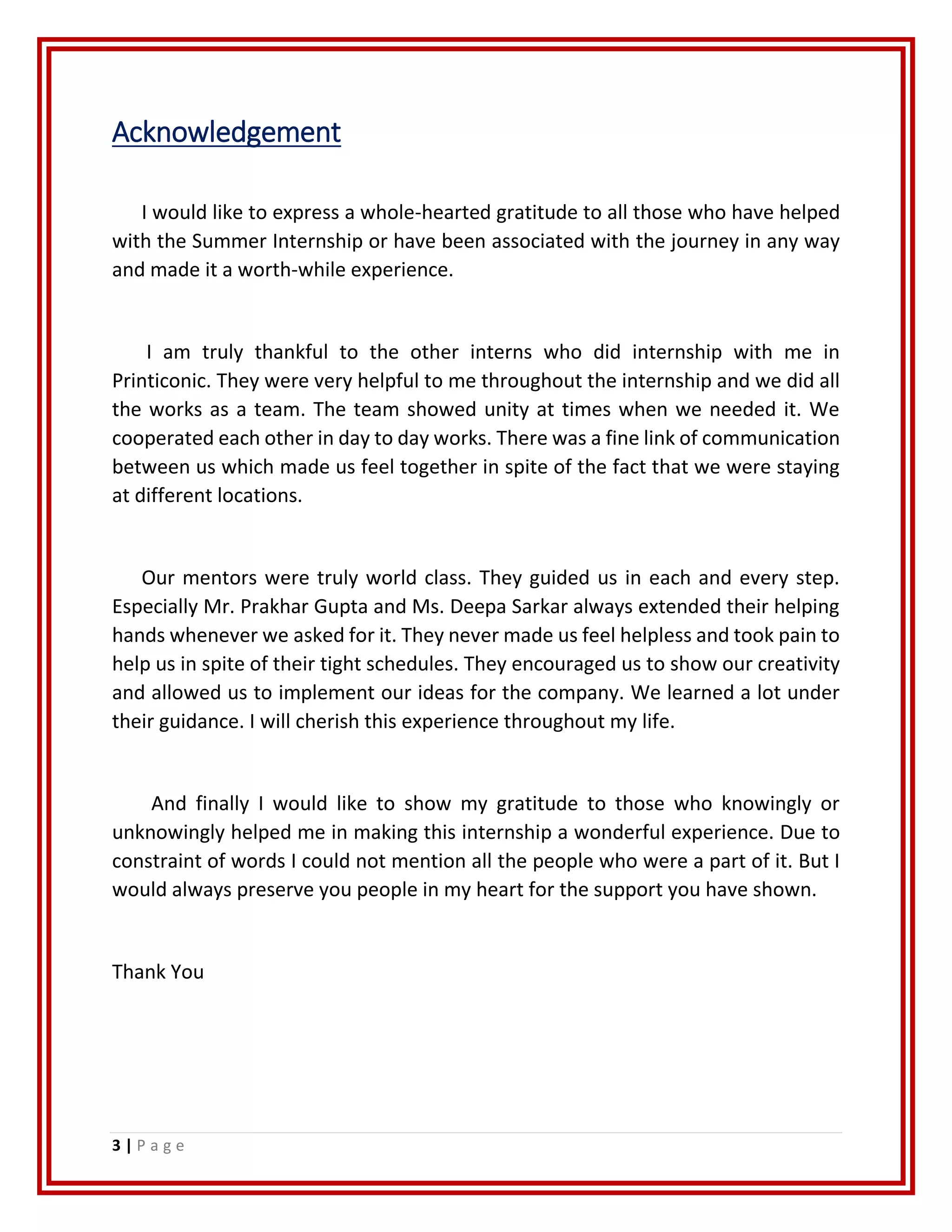 Summer Internship Report @ Printiconic Pvt. Ltd. | PDF