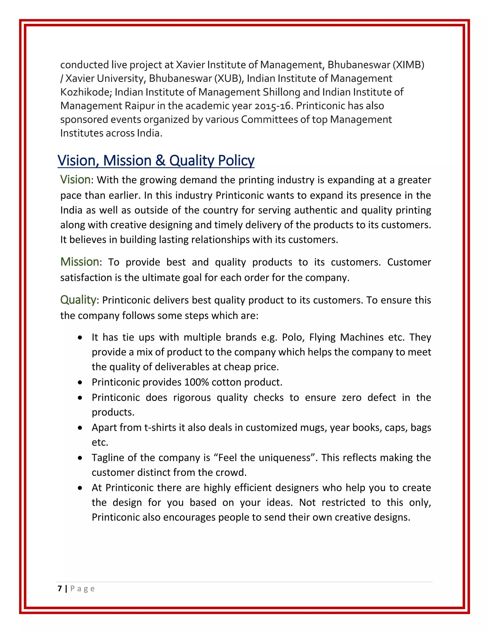 Summer Internship Report @ Printiconic Pvt. Ltd. | PDF