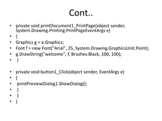 Printing and graphics (asp.net) | PPT