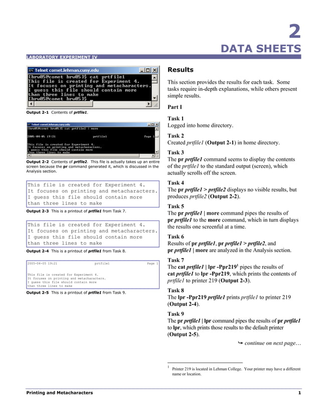 Printing and Metacharacters | PDF | Operating Systems | Computer Software and Applications