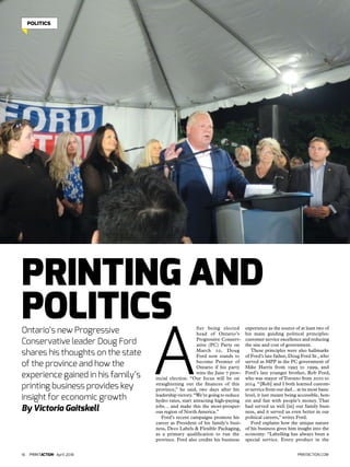 Printing and Politics: Ontario Premier Doug Ford explains how his ...