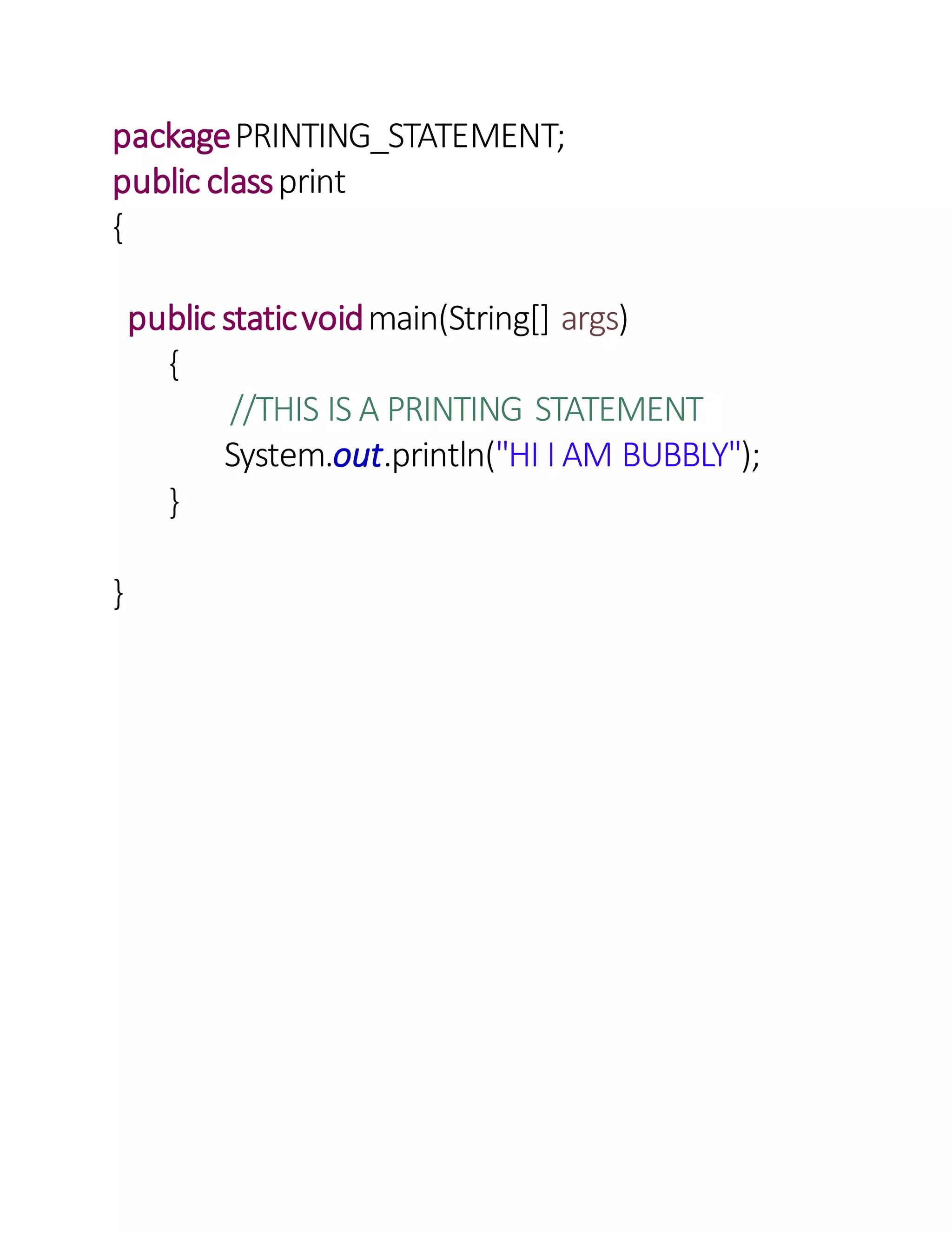 Printing a statement in java | PDF