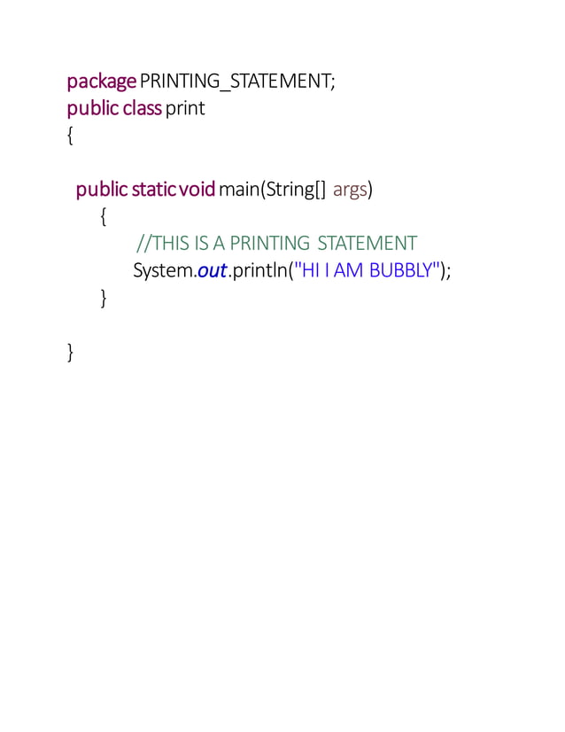 Printing a statement in java | DOCX