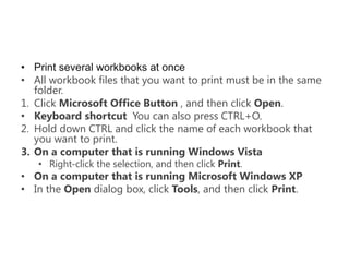 Printing a workbook and worksheets | PPT