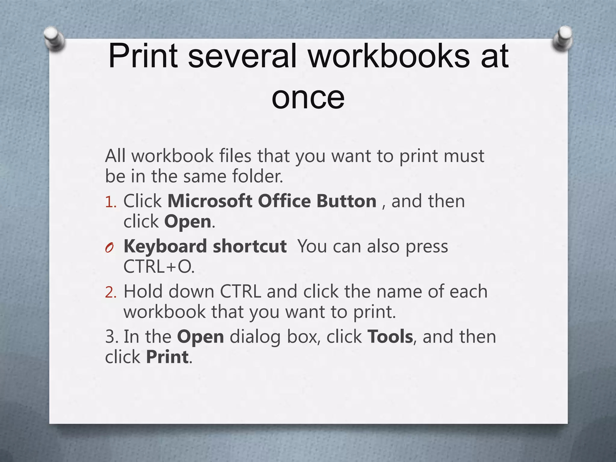 Printing a workbook and worksheets | PPT