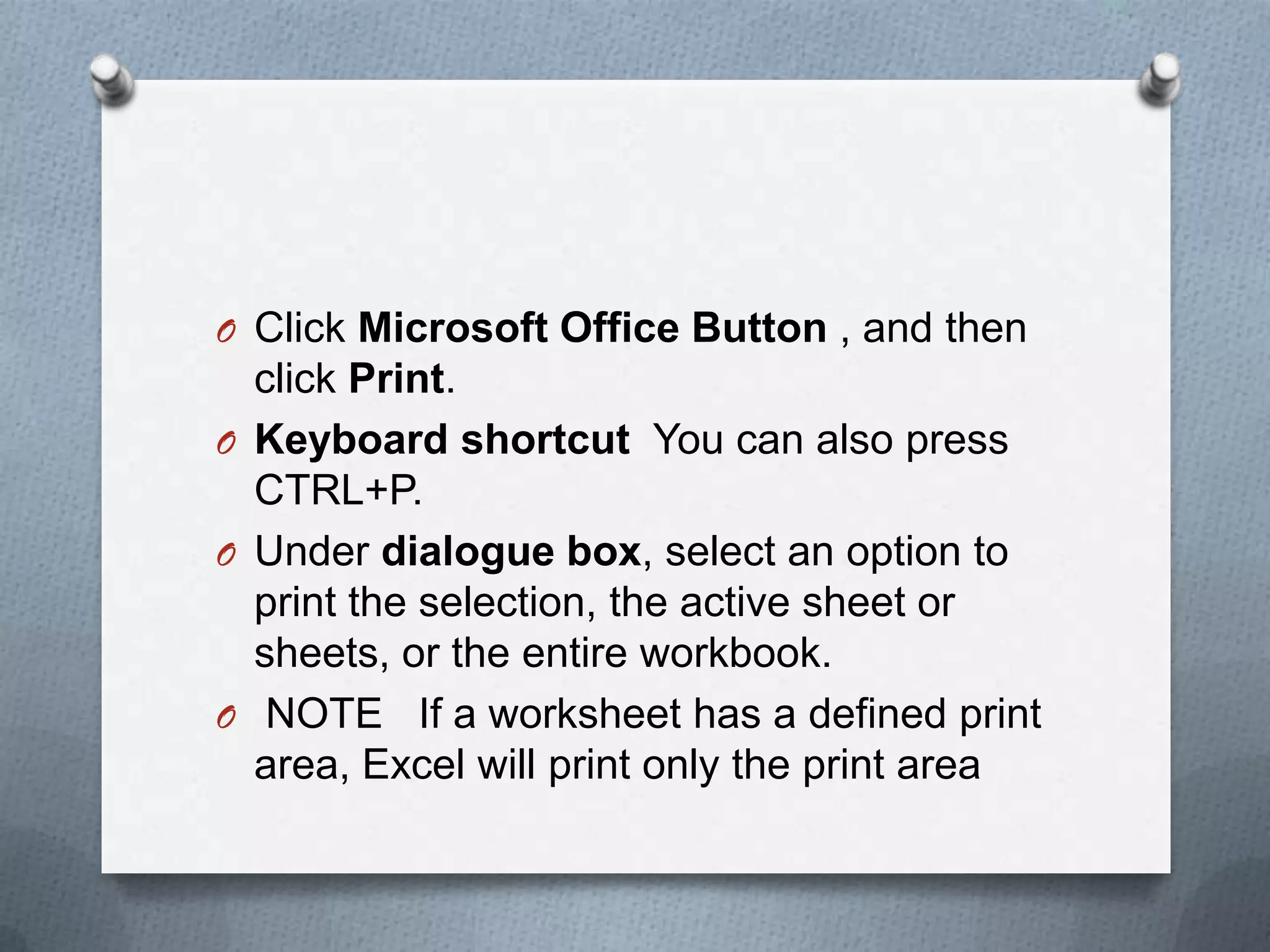 Printing a workbook and worksheets | PPT