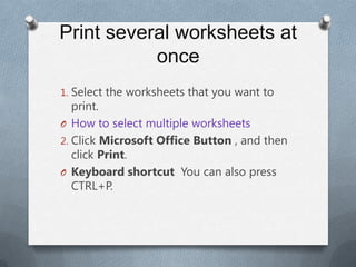Printing a workbook and worksheets | PPT
