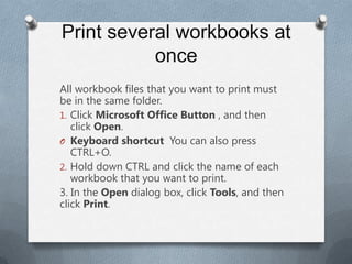 Printing a workbook and worksheets | PPT