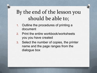Printing a workbook and worksheets | PPTX
