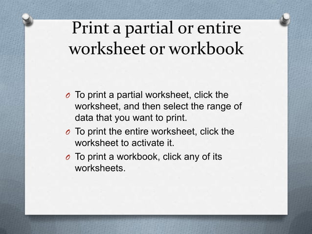 Printing a workbook and worksheets | PPT | Free Download