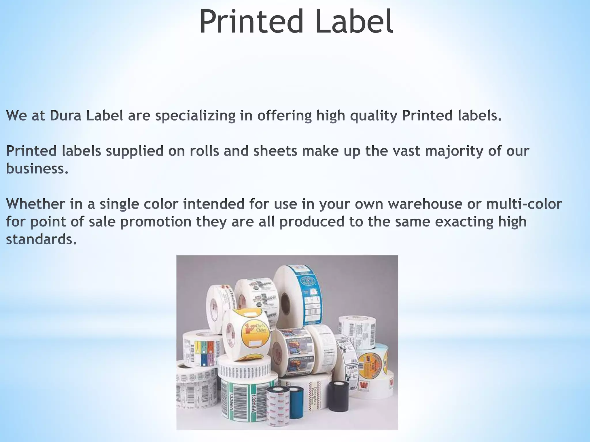 Printing label business dura label | PPTX | Business | Business and Finance