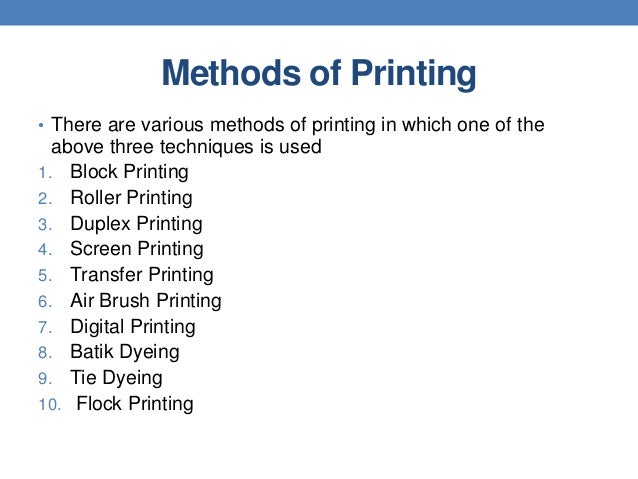Textile Printing Methods