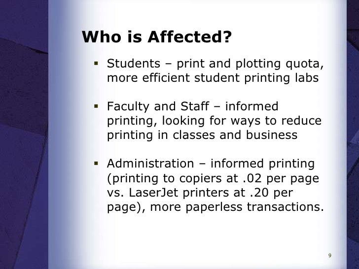 Printing policy communication