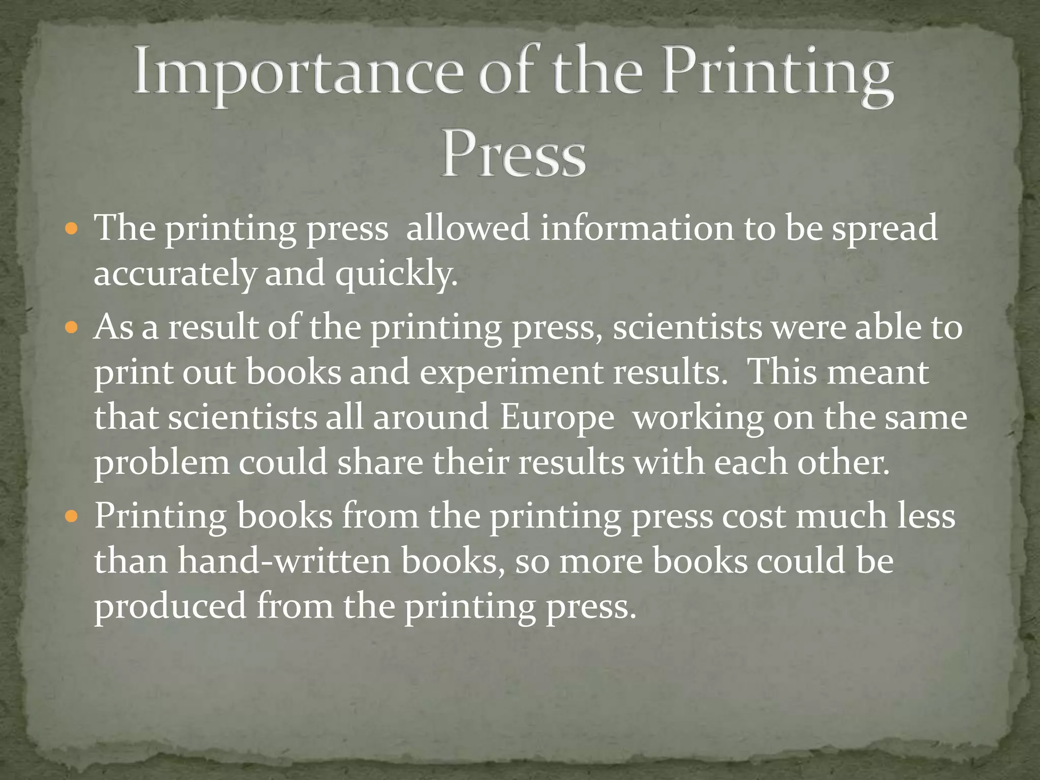 The Printing Press SS Renaissance Project | PPTX