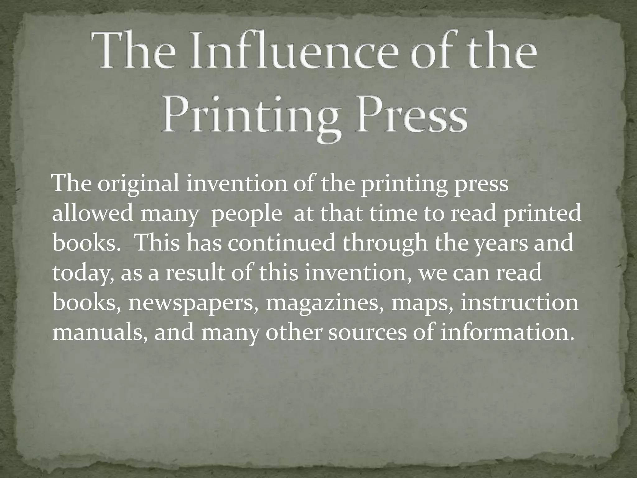 The Printing Press SS Renaissance Project | PPTX
